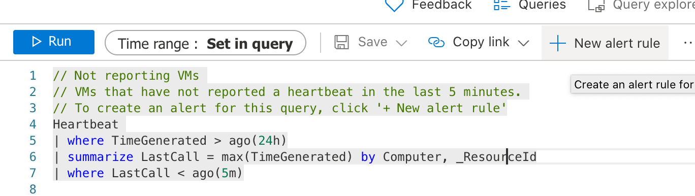 Can't build a Heartbeat alert from Monitor | Logs - Microsoft Q&A