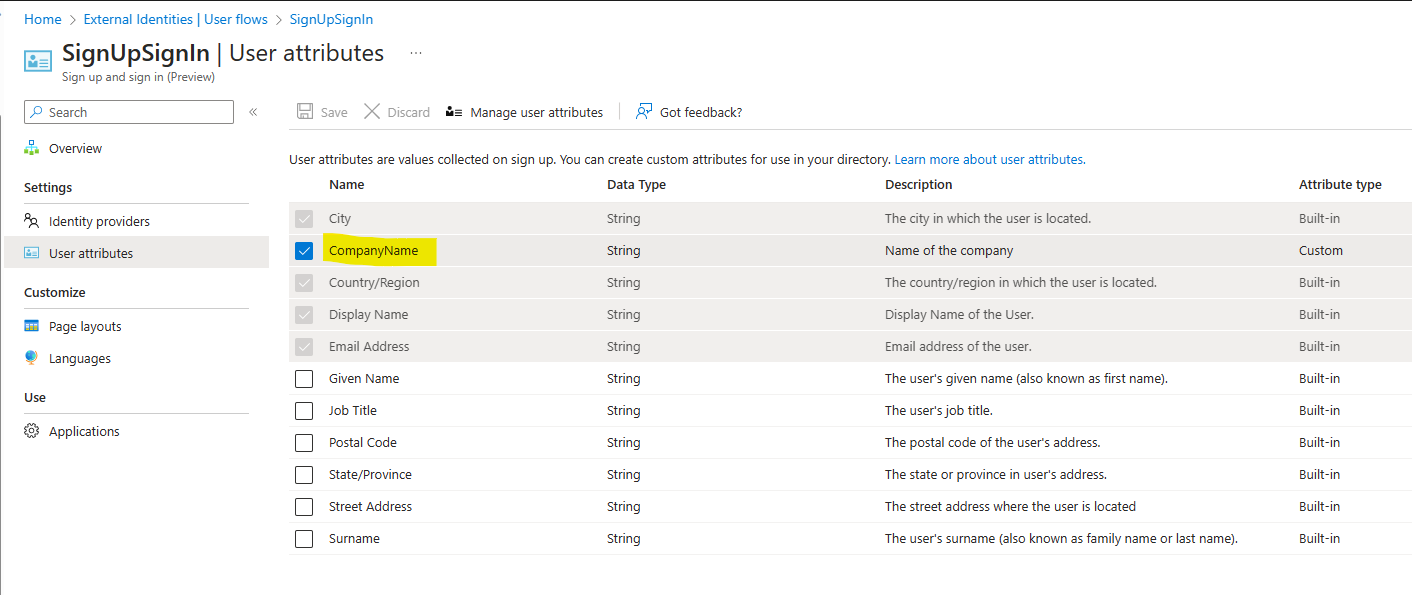 Self Signup Flow Is Not Populating Custom Attribute Fields Microsoft Qanda