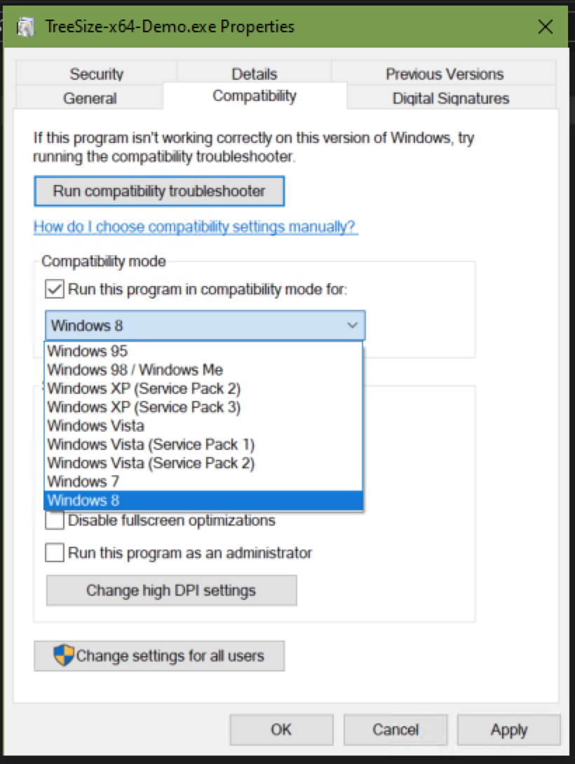 Compatibility mode options on my windows 10. - Microsoft Q&A