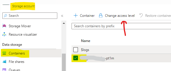 I am not able to set Anonymous access level to Container (anonymous read access for containers ...