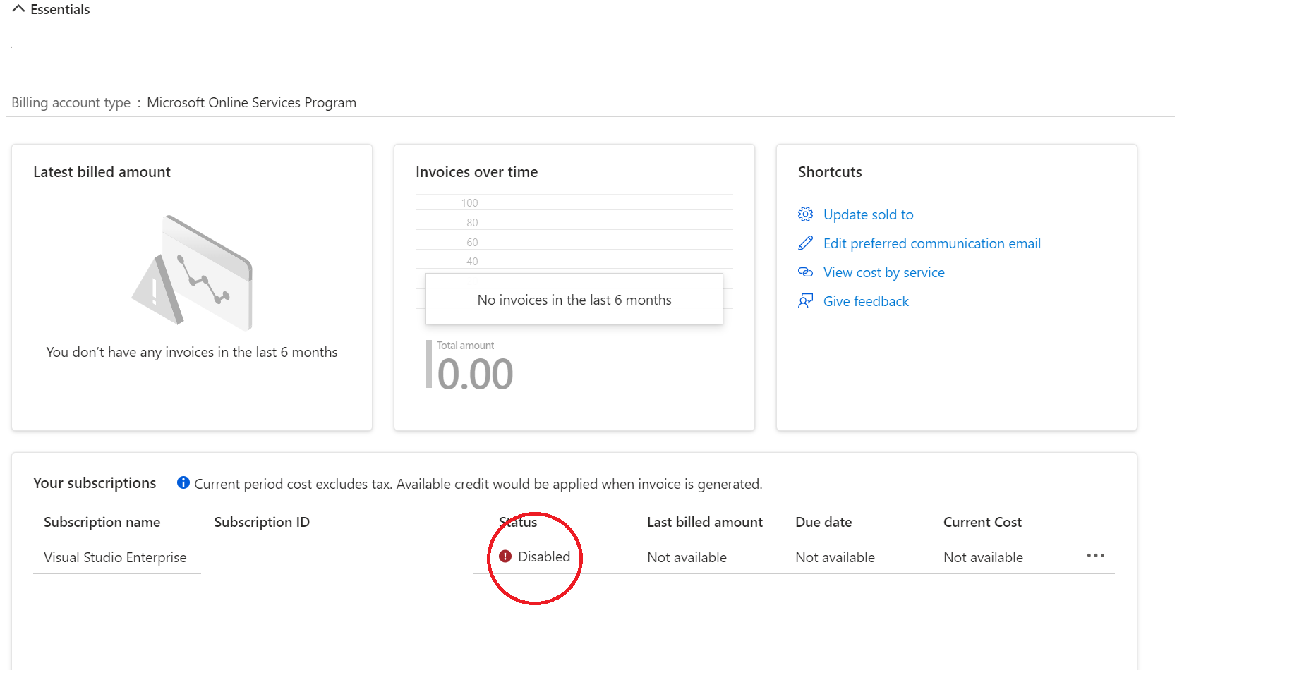 My Msdn Subscription Is Disabled In Cost Management Billing In Azure Portal Microsoft Qanda