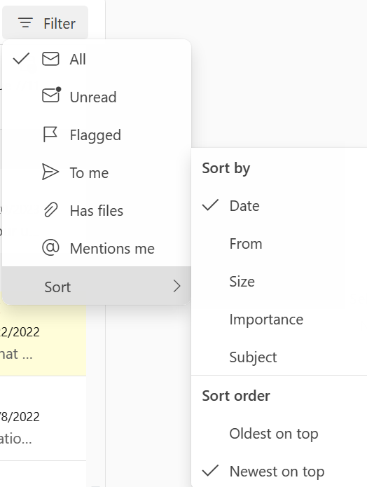 Default sort order of emails in Outlook (Web version) - Microsoft Q&A