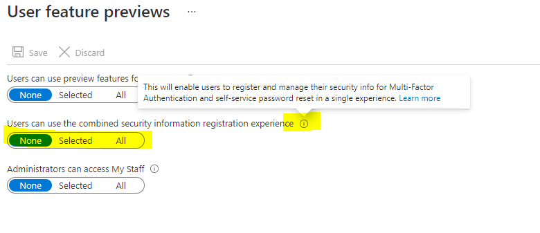 Disable sspr sign up - Microsoft Q&A