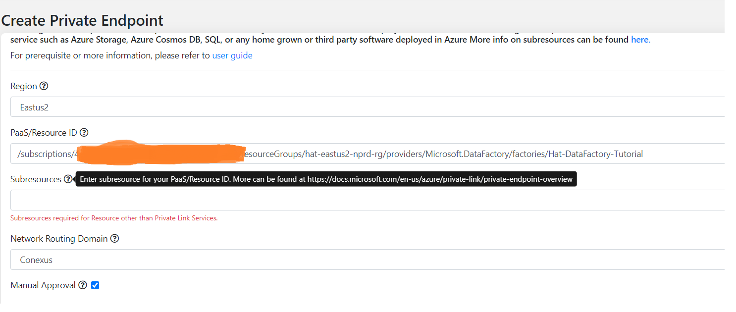 Azure Data Factory Subresource Type Microsoft Qanda