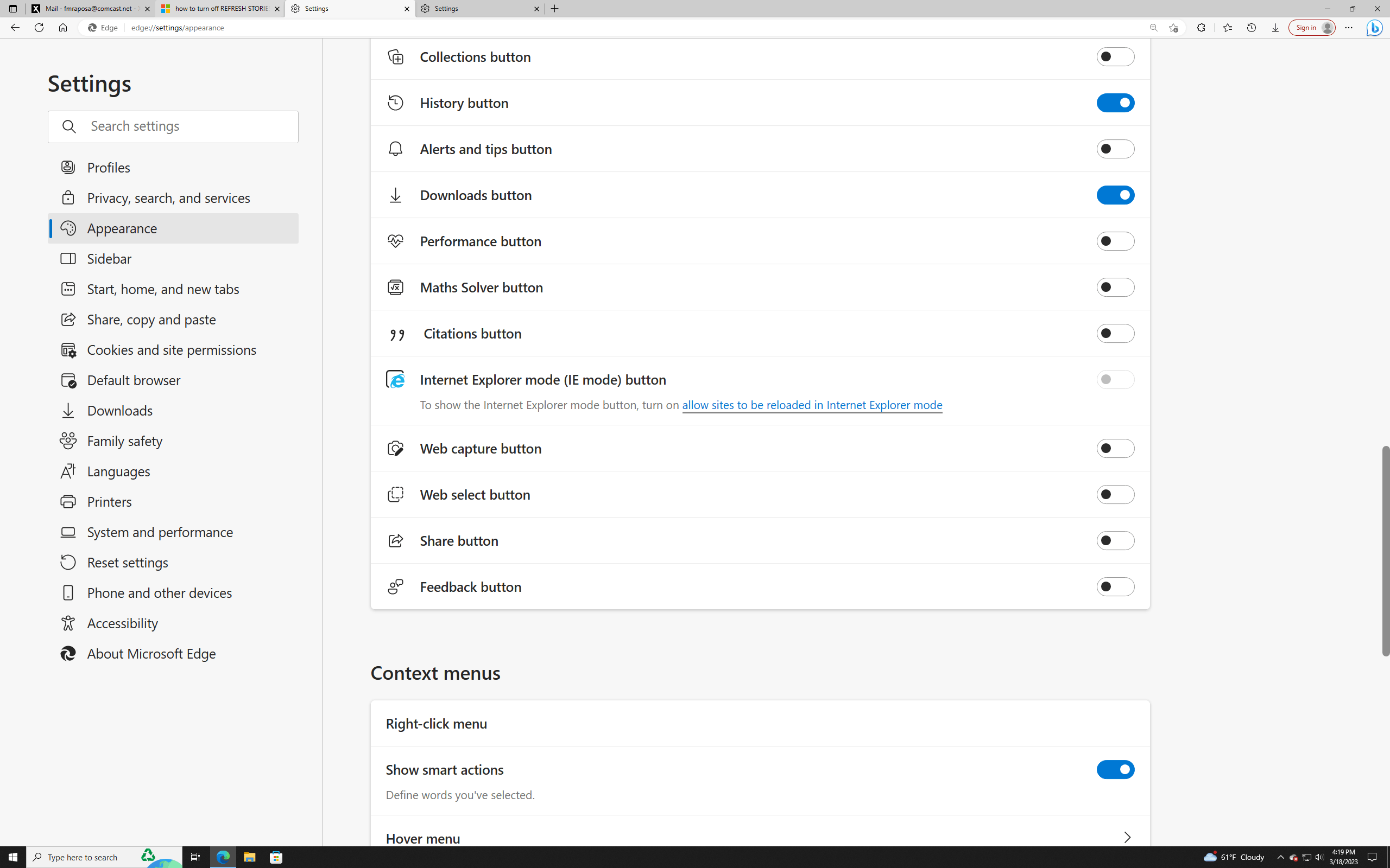 how to turn off REFRESH STORIES on edge - Microsoft Q&A
