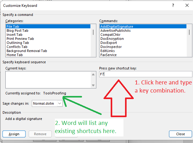 Assigning a Keyboard Shortcut to the Spelling & Grammar Command ...