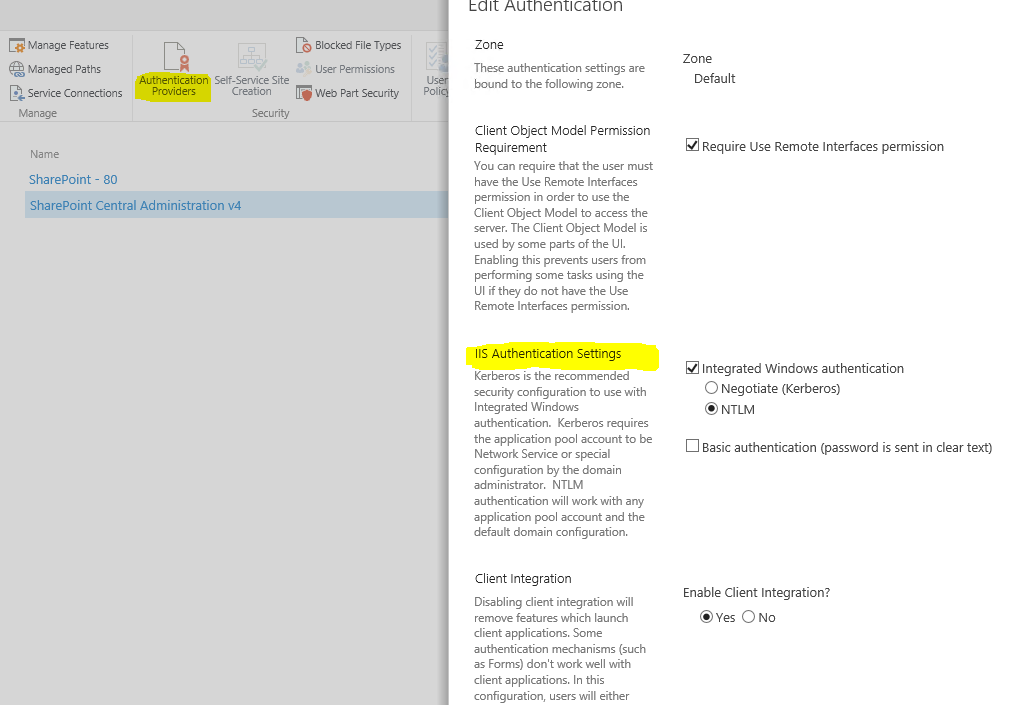 How to tell what authentication provider a sharepoint 2013 server instance is using - Microsoft Q&A