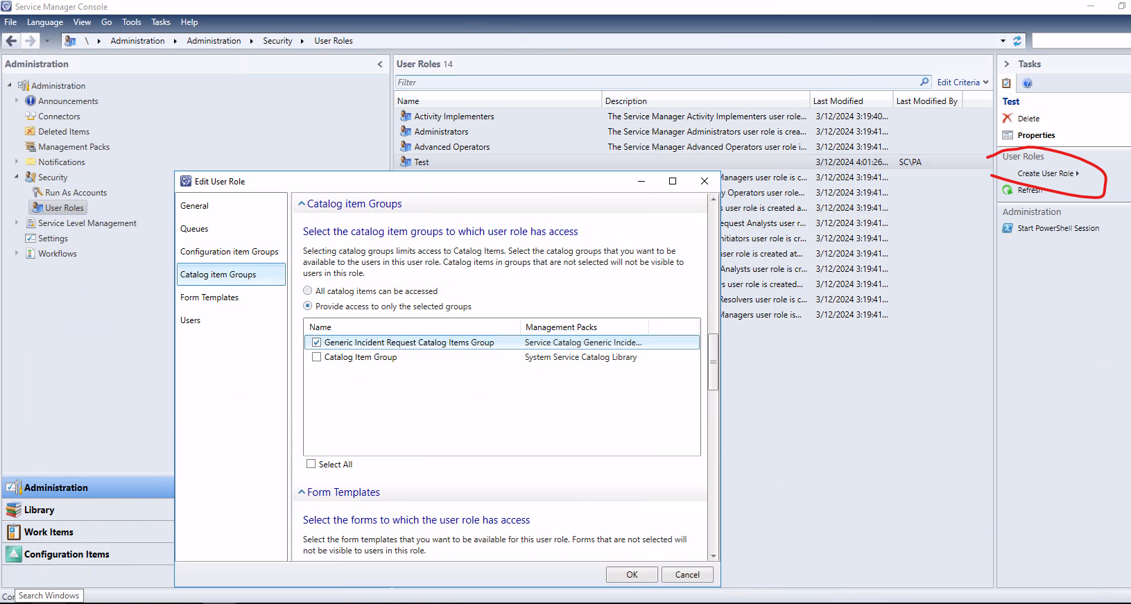 Service Offering SCSM 2022 user right to see the SO on the Portal ...