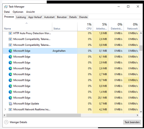 Software is suspended in task manager - Microsoft Q&A