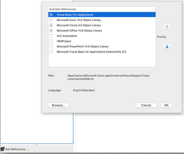 I need to add Microsoft Word 10.0 Object Library in excel 2016 for mac ...