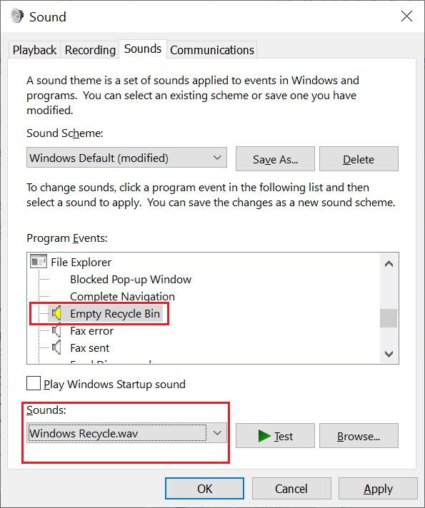Recycle bin has no sound!! I have tried everything!! Please Help ...