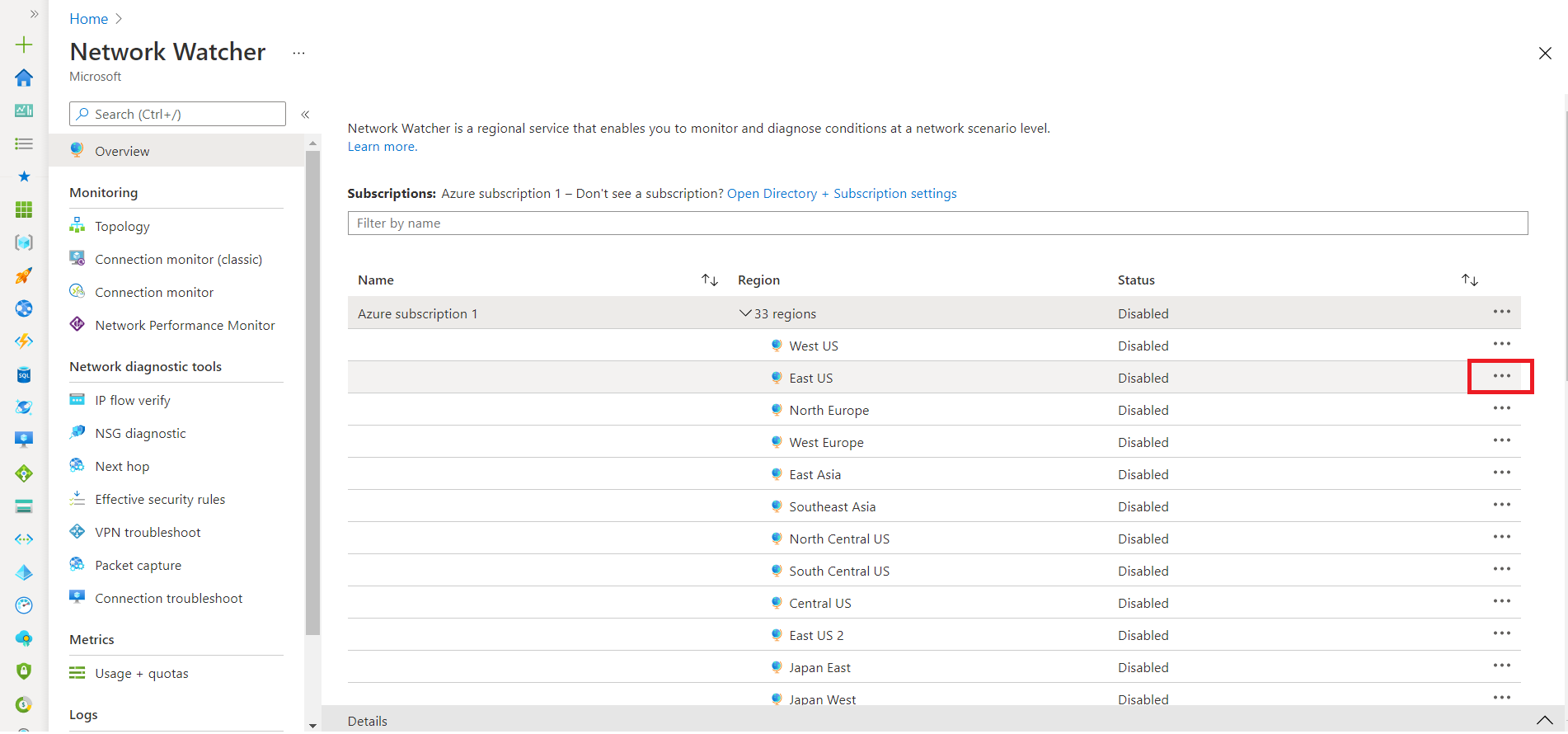 Azure Network Watcher Resources Not Visible While Created From Azure Portal Microsoft Qanda