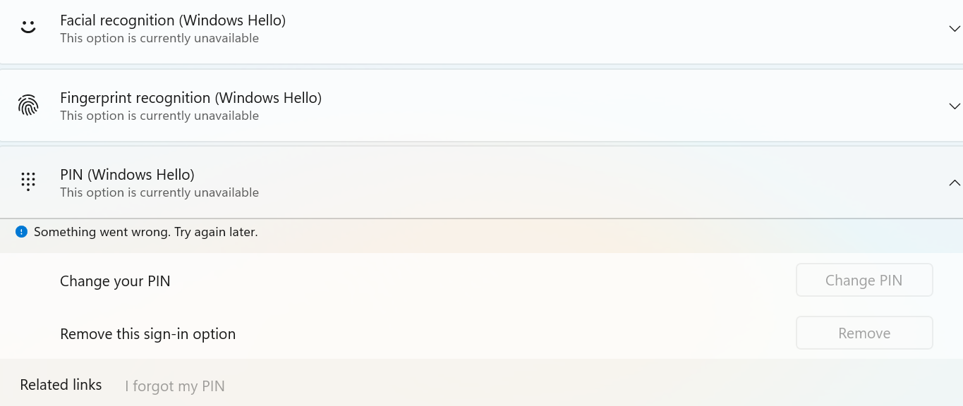 Windows Hello Unavailable issue - Microsoft Q&A