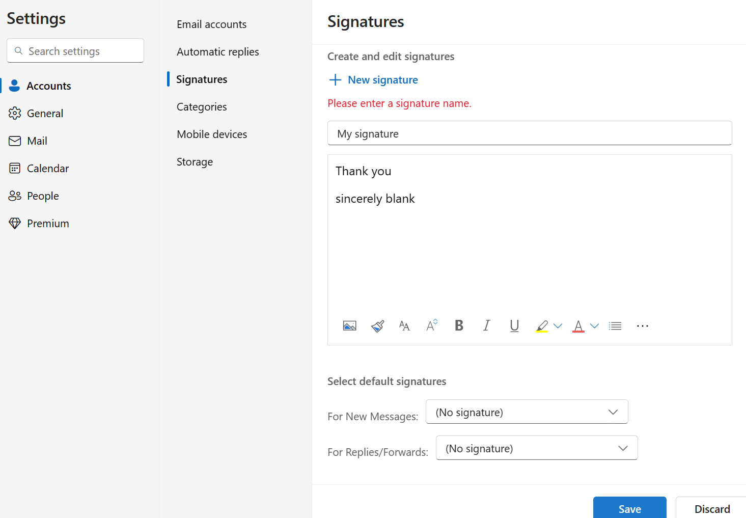 How do I have an outro in my email perminatly like: Thank you sincerely ...