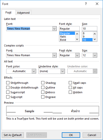 How can find "Asian Text Font" on Font dialog box? - Microsoft Q&A