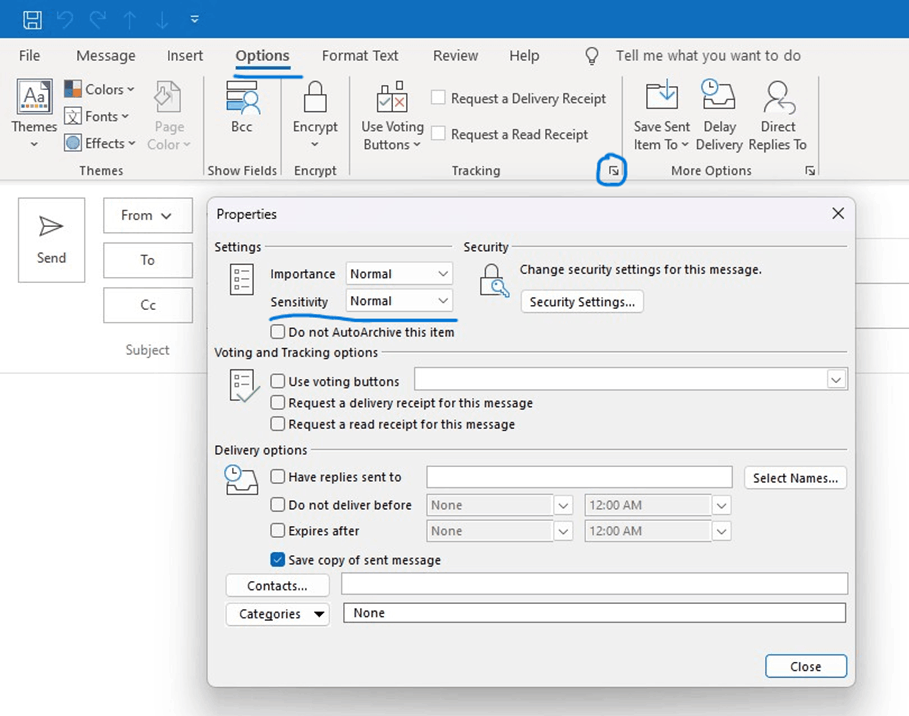 Sensitivity Label drop-down menu on new email messages not appearing ...