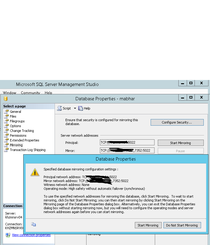 anyone can help me with sql mirror - Microsoft Q&A
