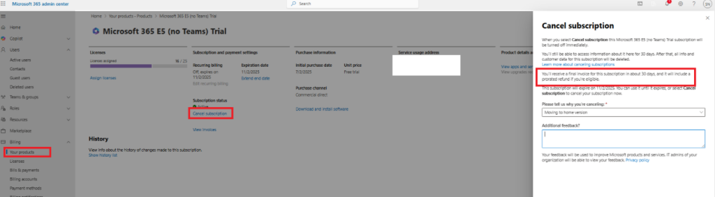 Refund for subscription - Microsoft Q&A