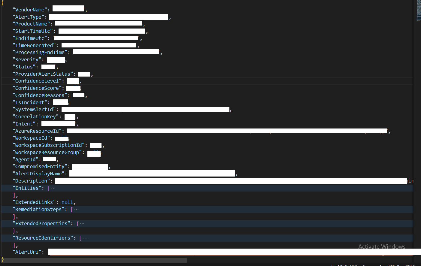 Defender for Cloud alerts exported to event hub, but the schema doesn't align with the ...