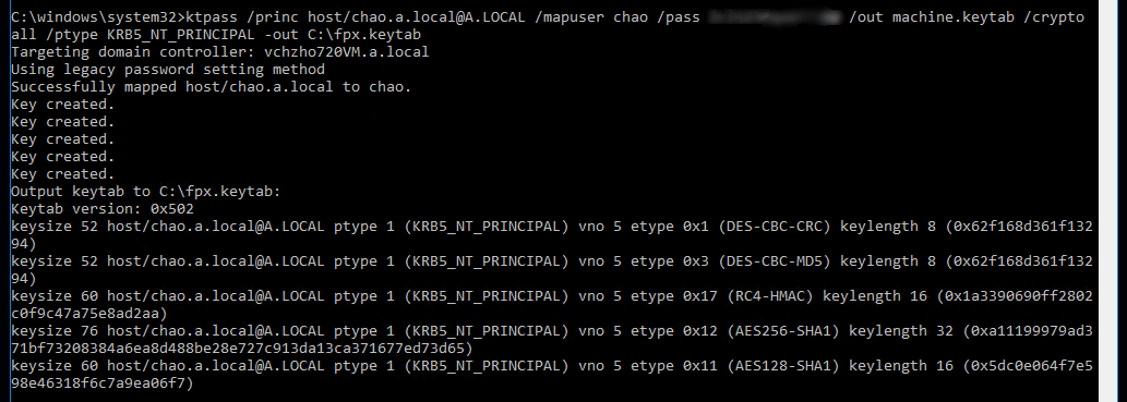 Error When Trying To Generate Kerberos Keytab File Using Ktpass