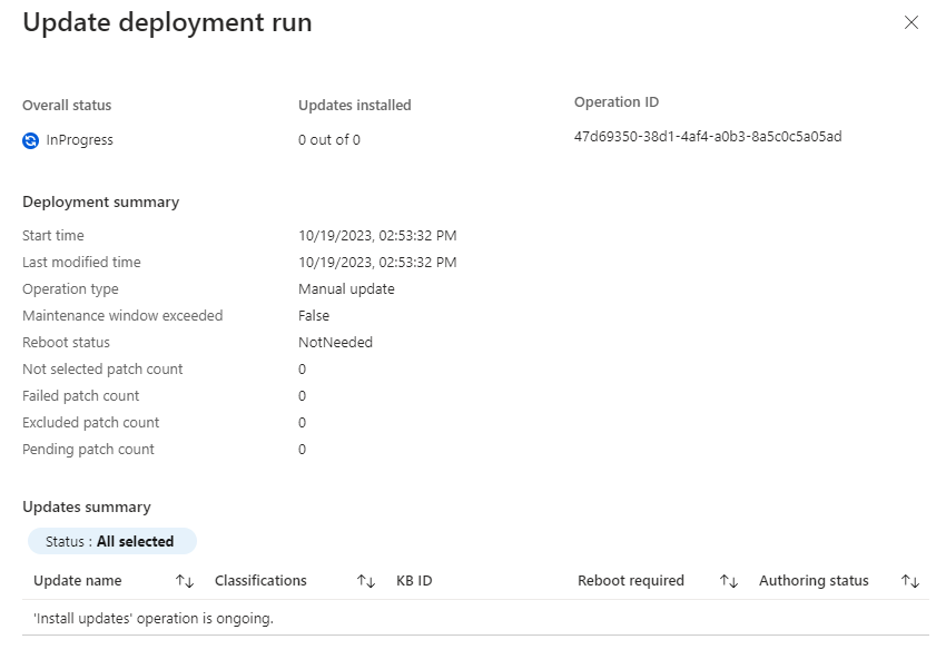 Azure VM patch manual update stuck in progress. How can it be cancelled ...