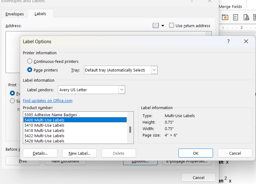 Problem printing a postcard using an Avery template. - Microsoft Q&A