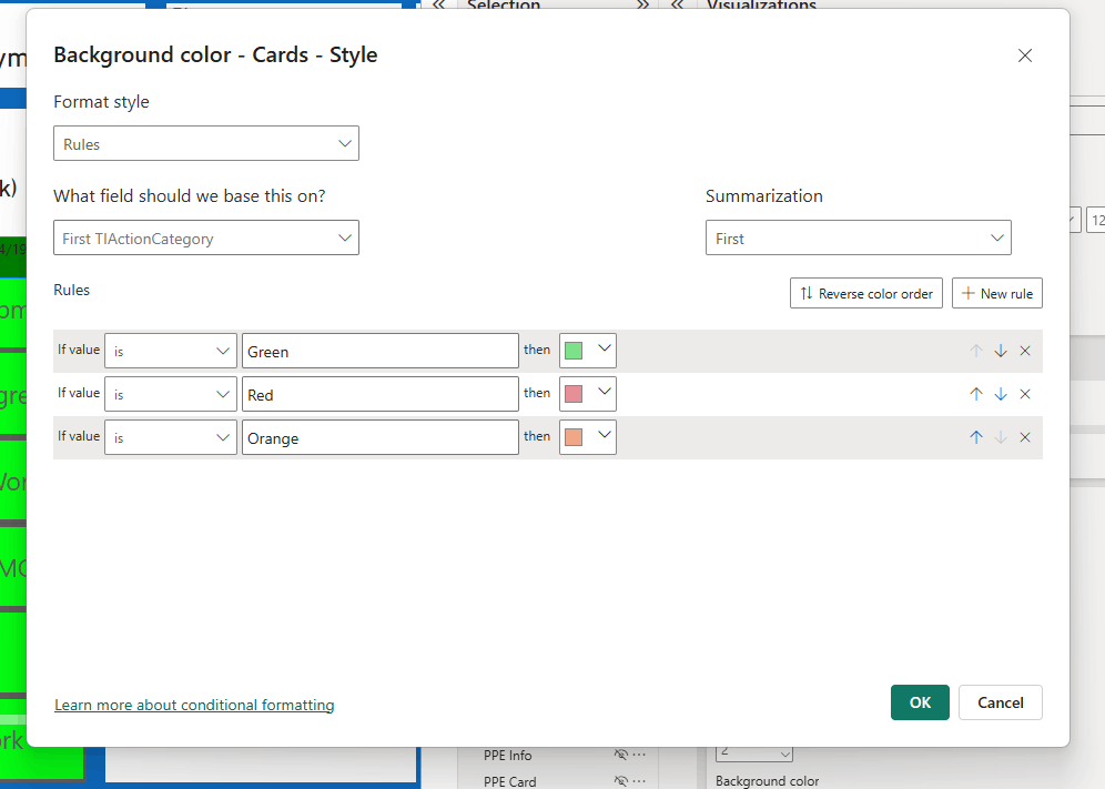 Conditional Formatting of multi card visual in power BI - Microsoft Q&A