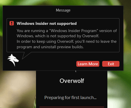 Overwolf with Windows Insider pogram - Microsoft Q&A