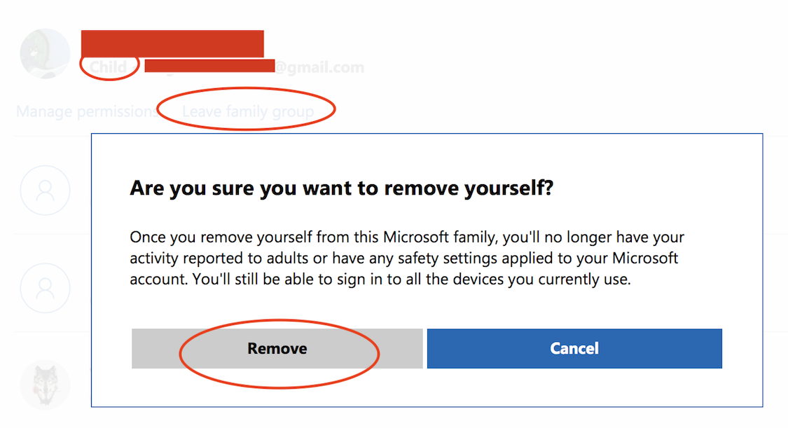 Microsoft Family - Child can remove themselves from the family ...