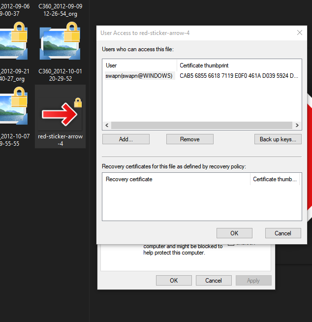 Unable to access EFS Encrypted Folder even though "current user" has Certificate and Key ...