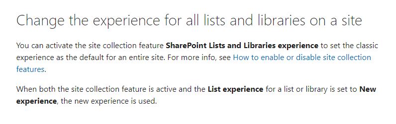 How Can I Exit Out Of Classic Experience Mode In Sharepoint
