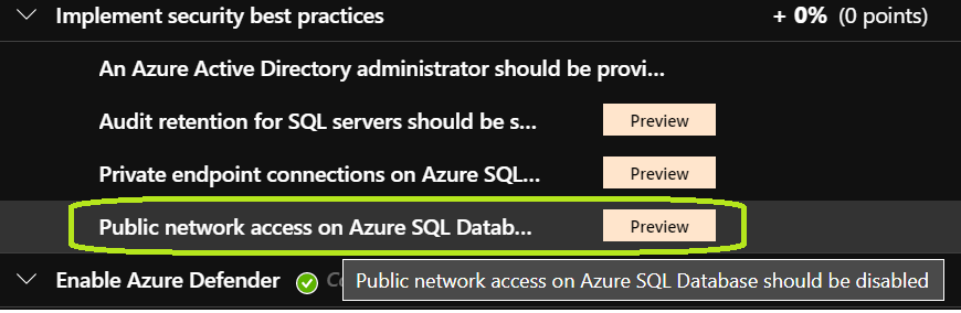 SQL PaaS default security configuration - Microsoft Q&A