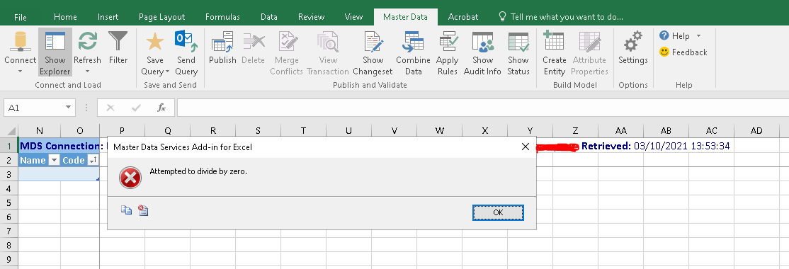 Getting Error while adding attribute for an entity in Master data ... Getting Error while adding attribute for an entity in Master data ...