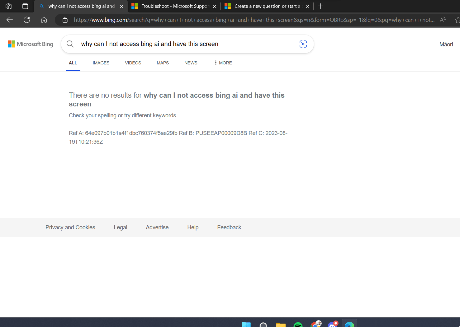 Why can I not access bing AI and there are no results for (thing you ...