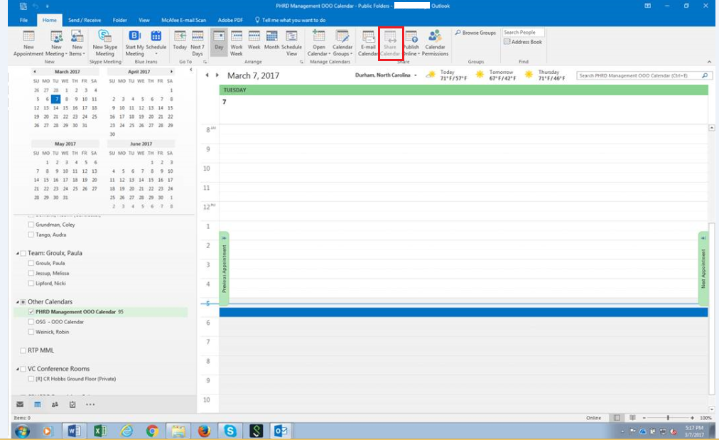 share calendar option is greyed out - Microsoft Q&A
