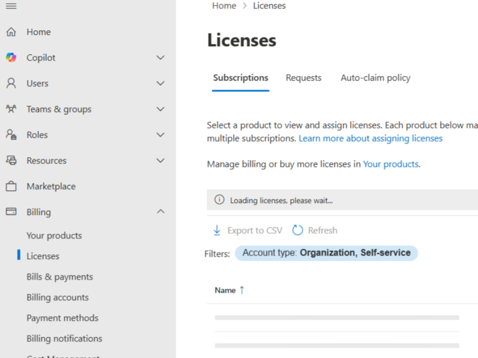 I am not able to Access My License for Microsoft 365 Business ...