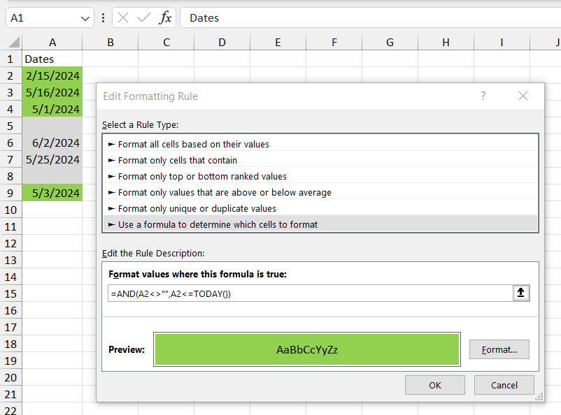 using conditional formatting to change color of cells with dates ...