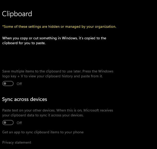 Windows Settings shows Some settings are hidden or managed by your ...