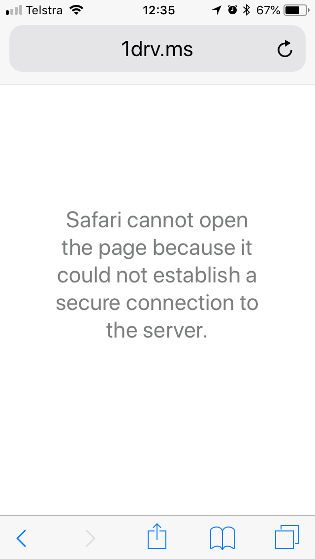 Cannot establish secure connection to OneDrive via share link ...