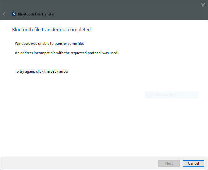 an address incompatible with the requested protocol was used ...