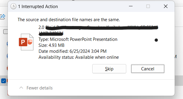 "Interruption action" notification when opening a file from onedrive ...