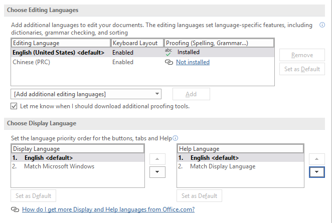 how to change display language from Chinese to English in office 365 ...
