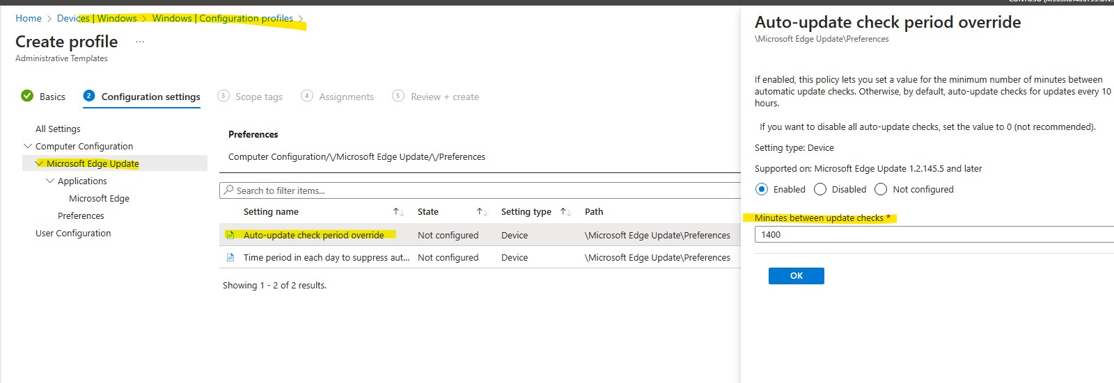 How to create a configuration profile to update Microsoft Edge ...