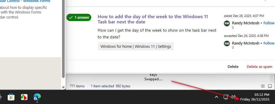 How to add the day of the week to the Windows 11 Task bar next the date ...