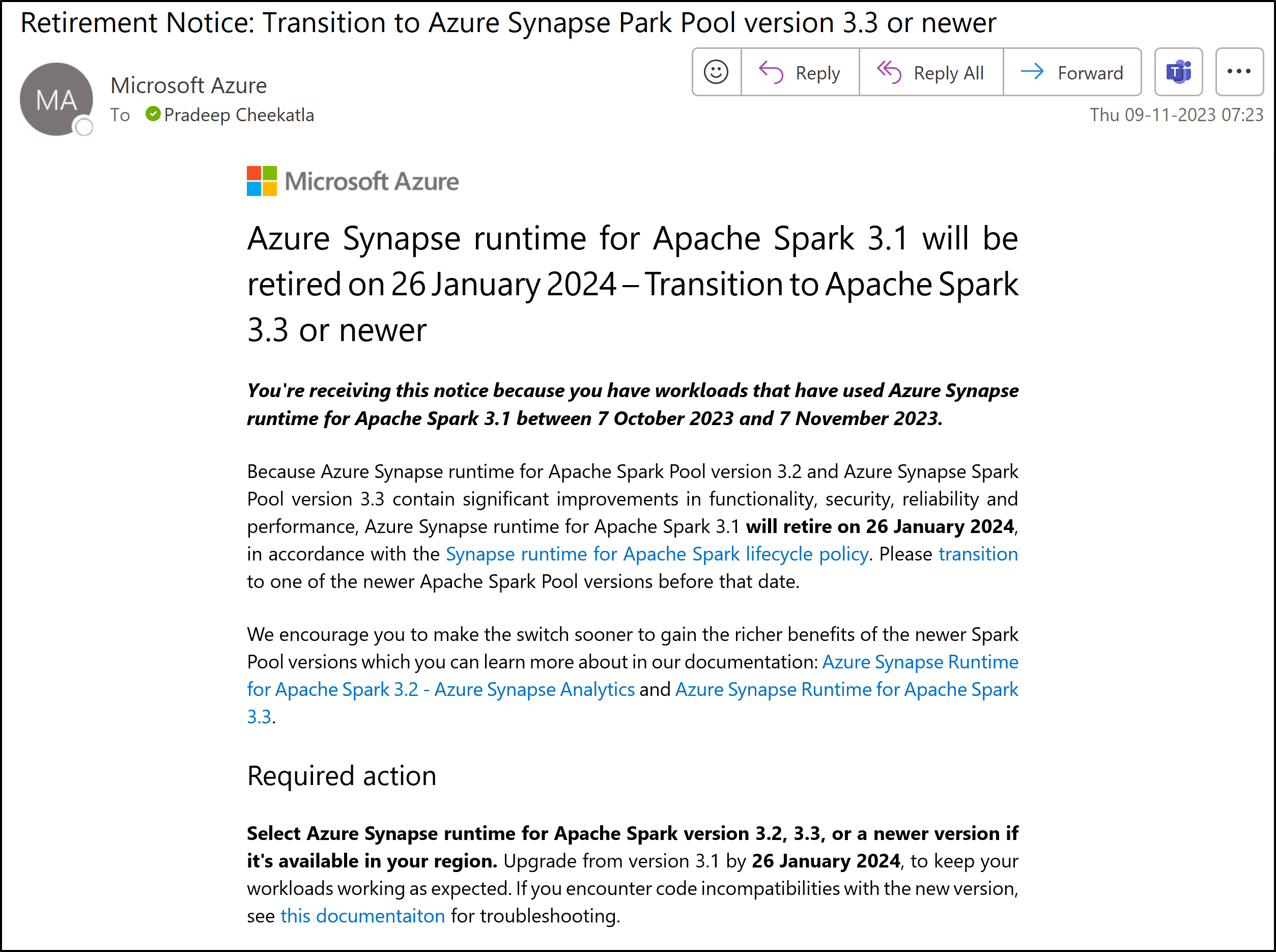 Retirement of Apache Spark 3.1 - Microsoft Q&A