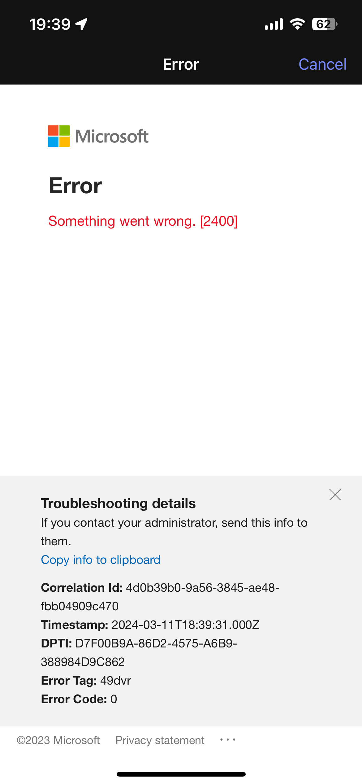 Ms Teams Integrated App On M365 Mobile Ios Something Went Wrong [2400] With