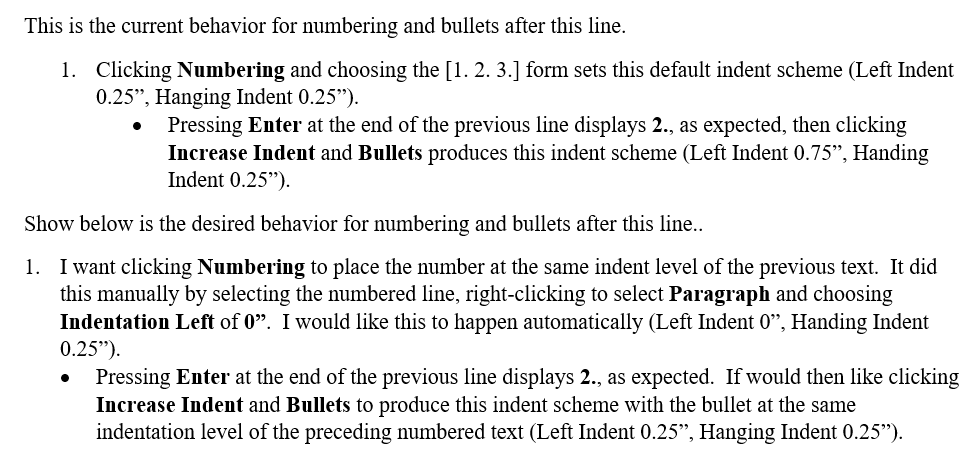 How to Change Default Indents for Numbering and Bullets - Microsoft Q&A