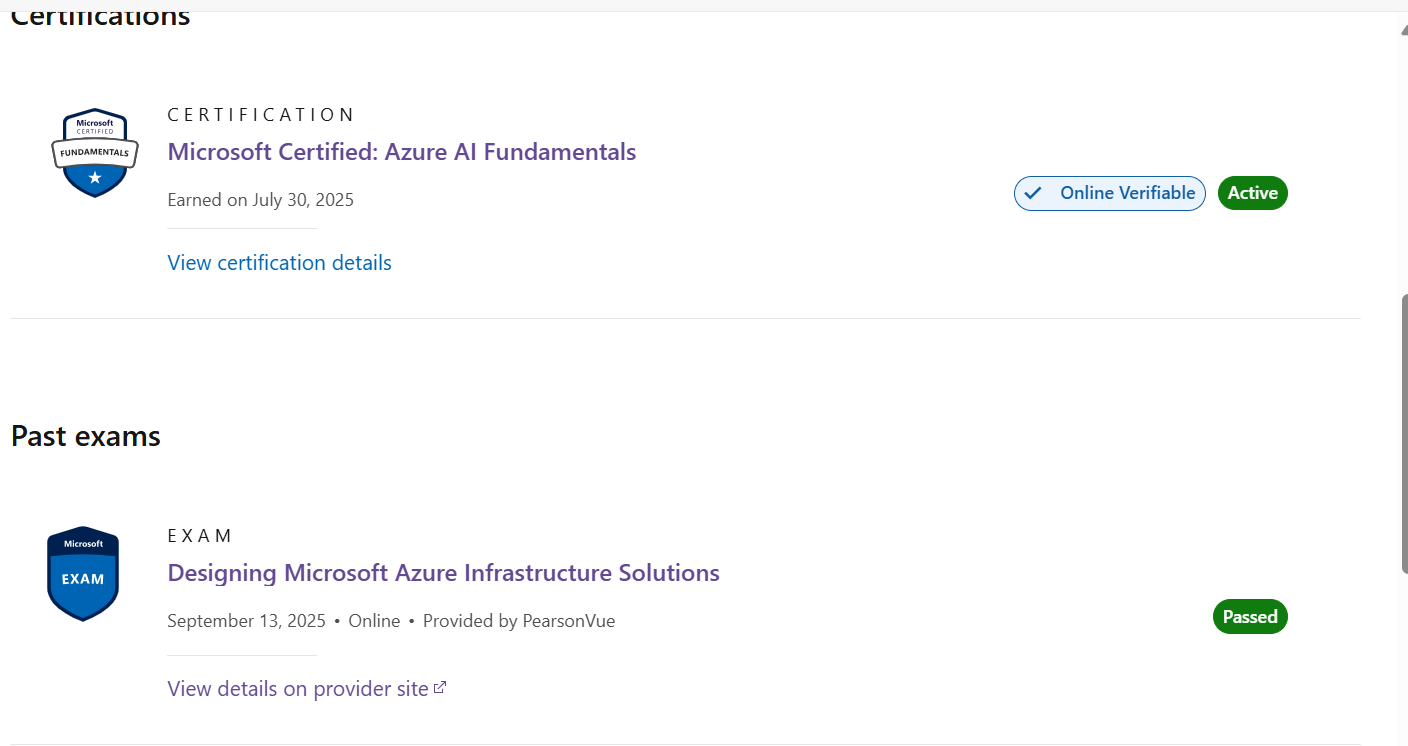 I given Exm azure-305 on September-13-2025, so still i am unable seen ...
