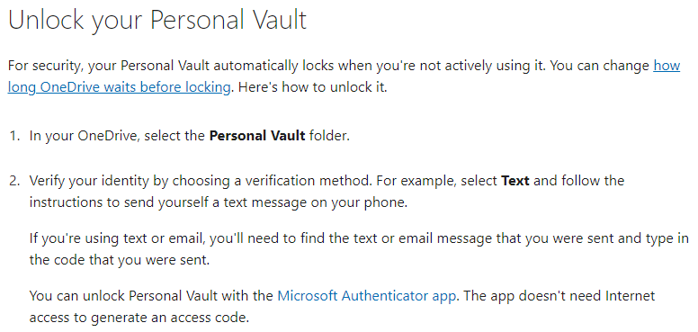 Does Personal Vault always require you to set it up? - Microsoft Q&A