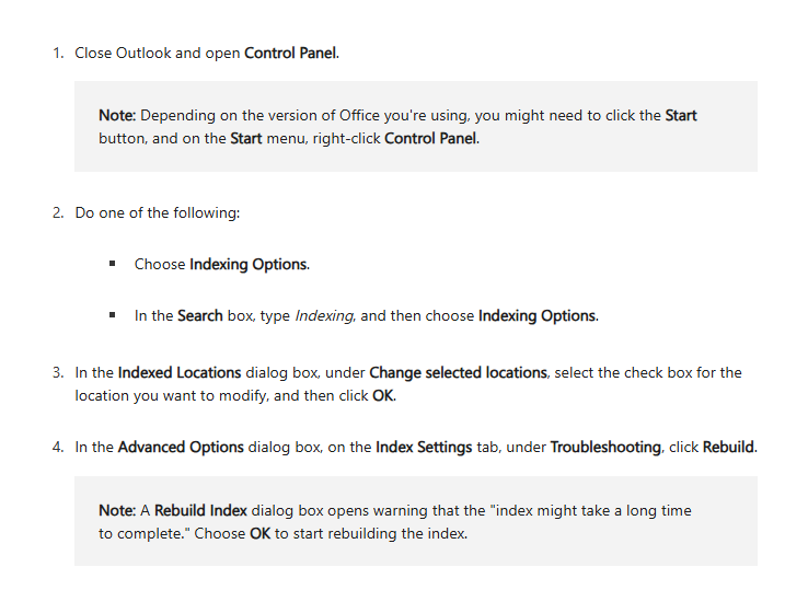 My outlook does not display my most recent emails when I search for ...